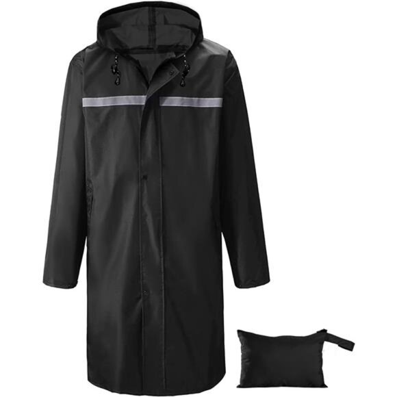 Jackets & Coats | Mens Long Rain Jacket Hooded Rain Poncho Waterproof ...